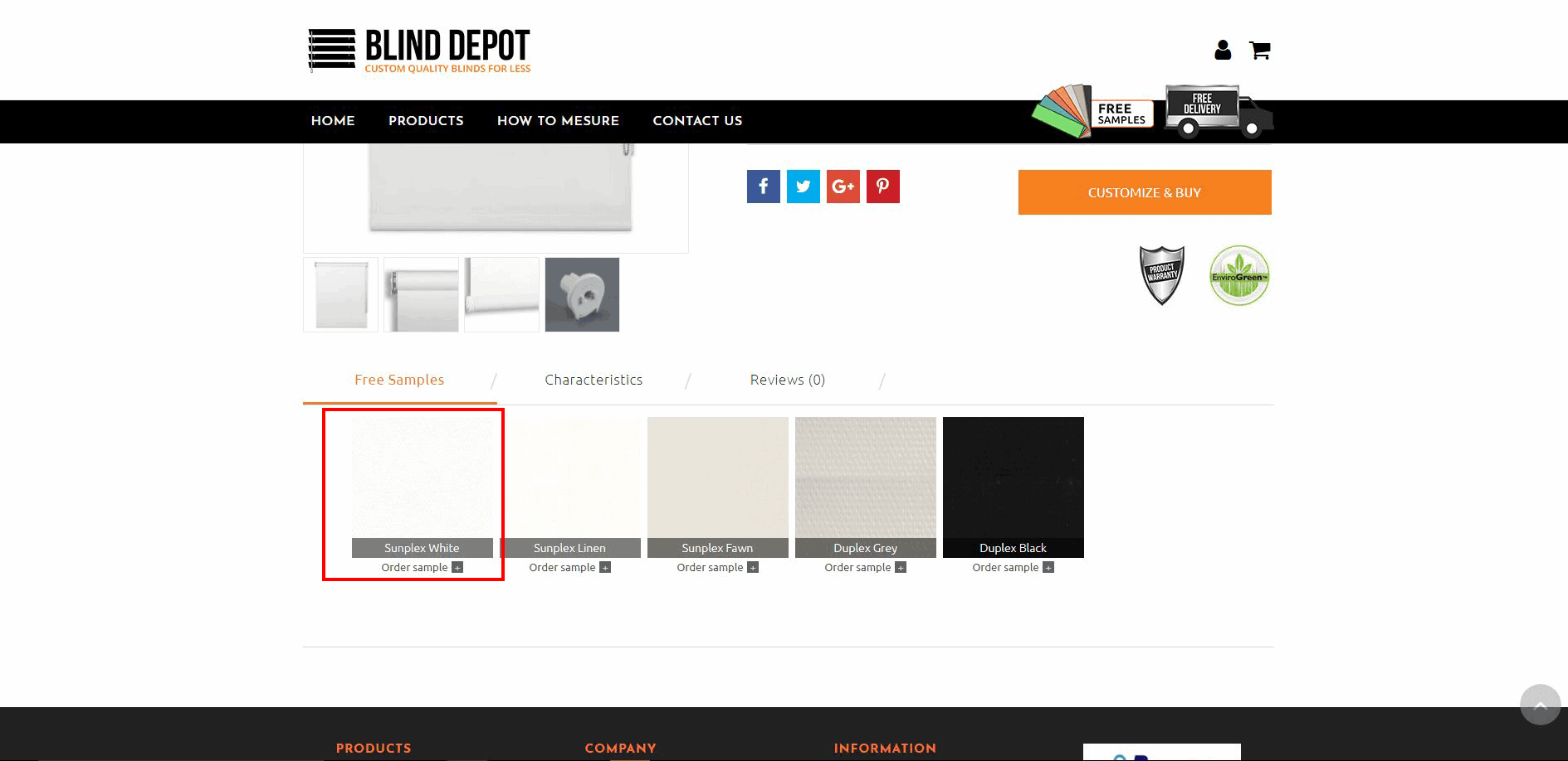 Free Samples Blinds & Shades - Blind Depot